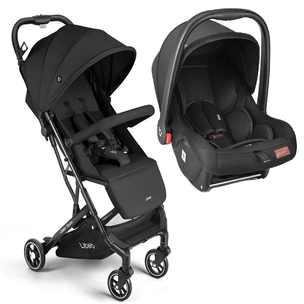 Combo Carrinho de Bebê Compacto Oppa Preto + Bebê Conforto Litet - BB463K