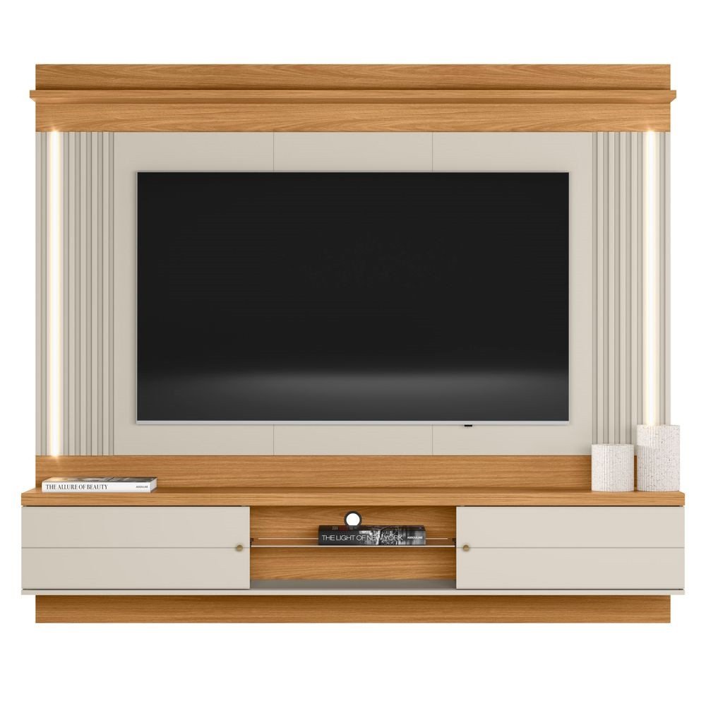 Painel Home para TV 70 polegadas Nature/Off White Ripado com Led ...
