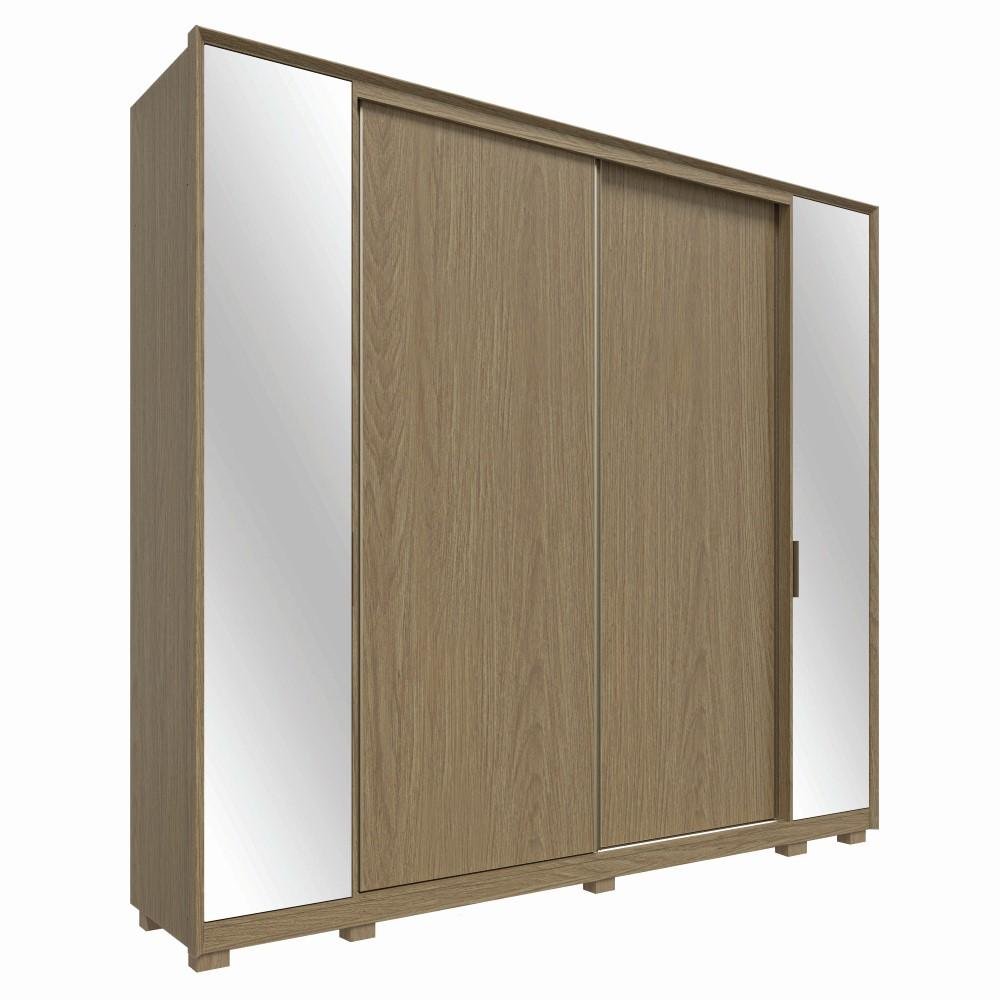 Guarda Roupa 4 Portas Com Espelho Pedra Azul MDF Móveis Rimo Marrom