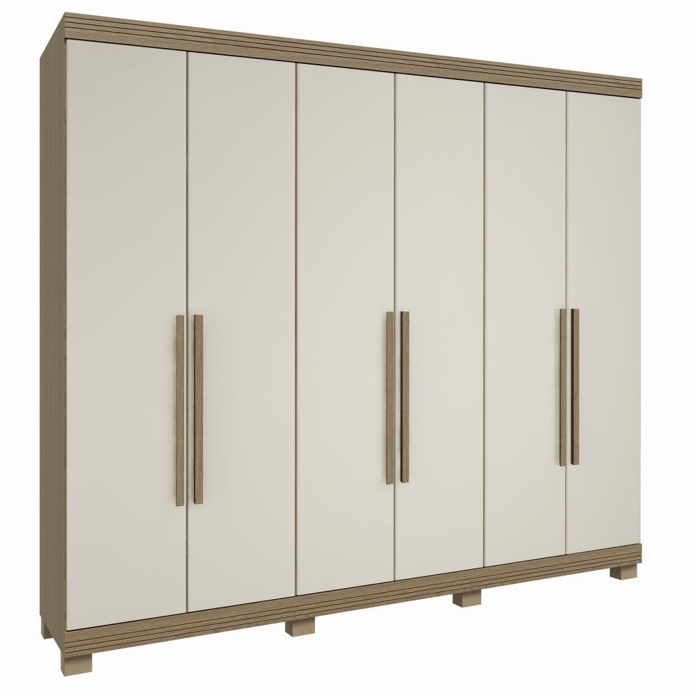 Guarda Roupa Com 6 Portas Guarapari Plus MDF Móveis Rimo Marrom Off White