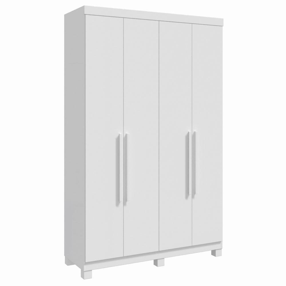 Guarda Roupa de Solteiro Com 4 Portas Paranoá MDF Móveis Rimo Branco