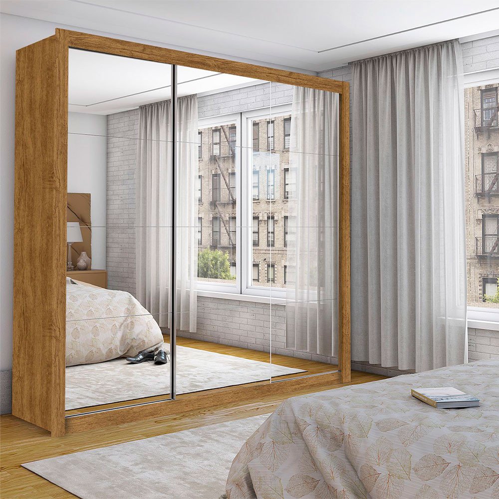 Guarda Roupa Casal Isabela Master Com Espelho 3 Portas De Correr 4 ...