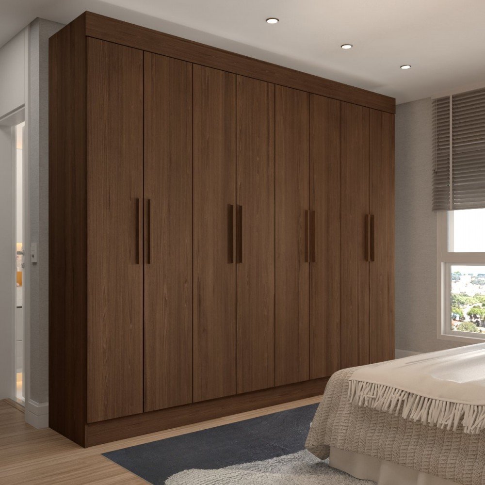 Guarda-Roupa Casal Castlewood 8 Portas 4 Gavetas Marrom