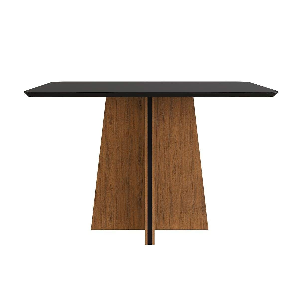 Mesa para Cozinha Vanda + Tampo Madeirado Curvo 120x90cm Freijó/Preto ...