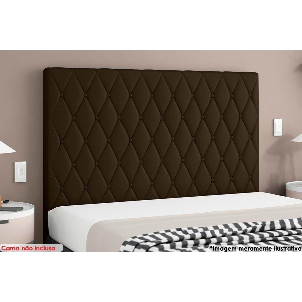 Cabeceira Cama Box Estofada Queen Queen Camponesa Veludo Cacau - Simbal