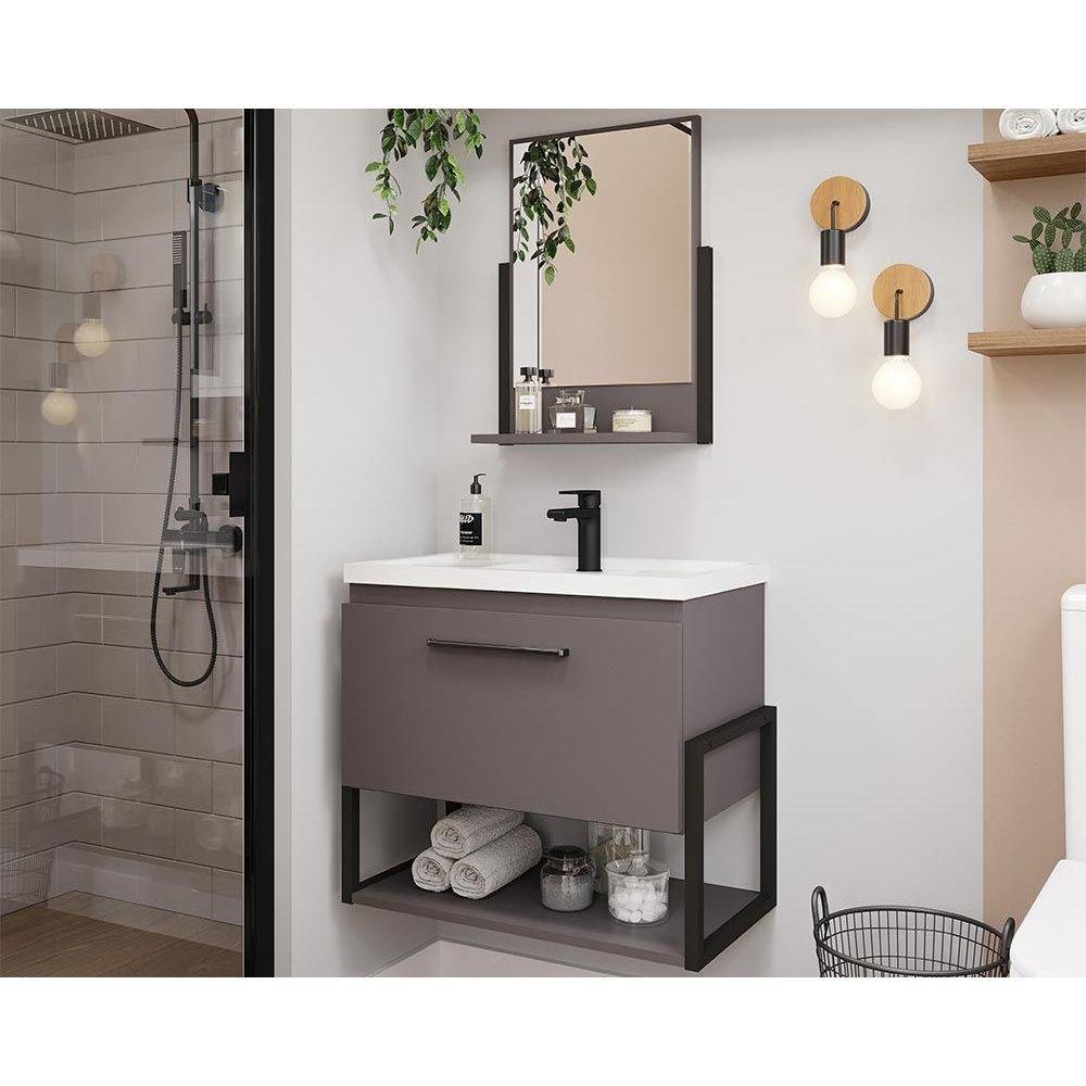 Conjunto de Banheiro Balcão Suspenso c/Cuba Metalon/Ipanema e Armário c ...