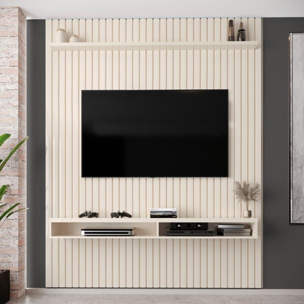 Painel Ripado para TV Até 75 Polegadas Intense com Nicho 184cm Cor:Off ...