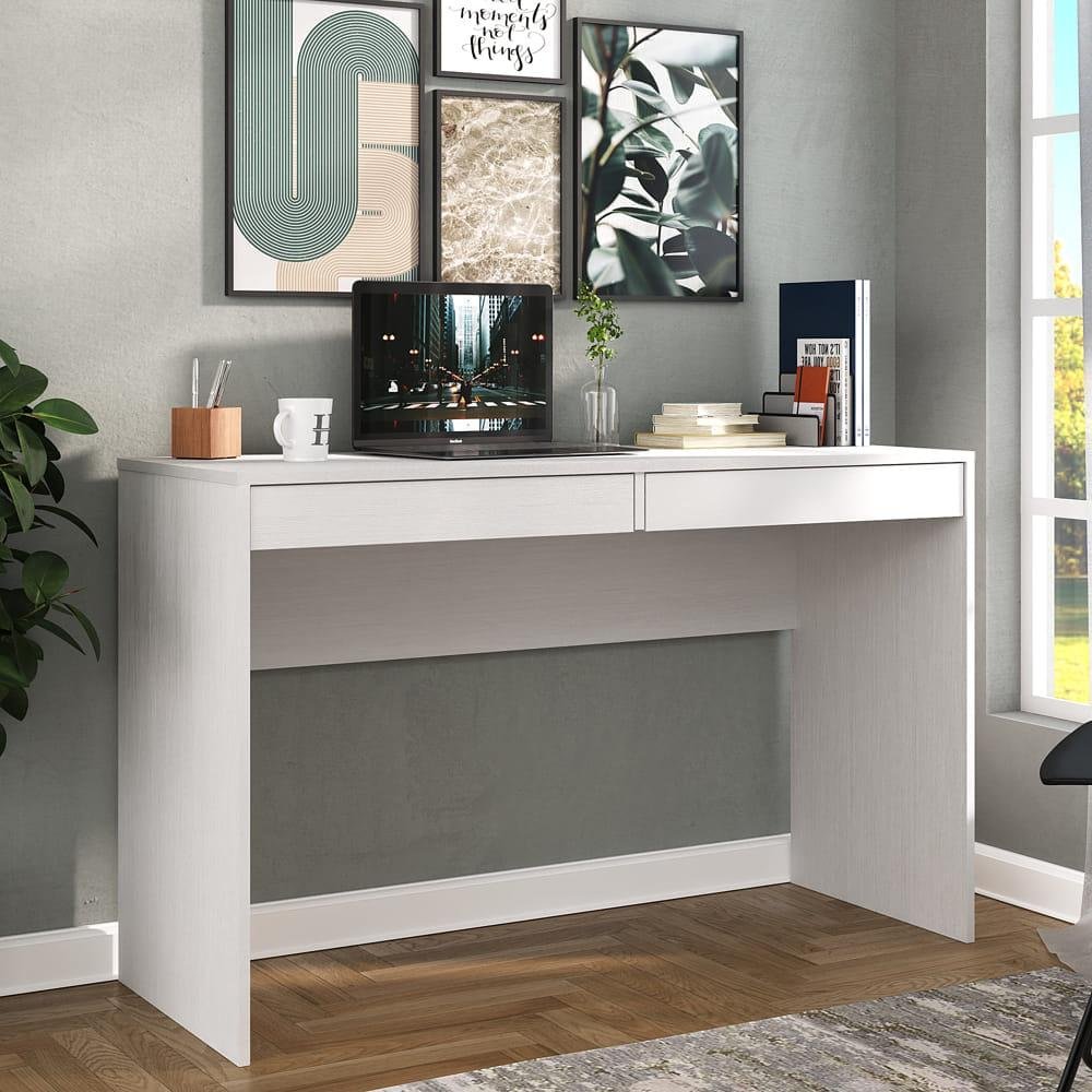 Mesa Escrivaninha 2 Gavetas HCL Branco