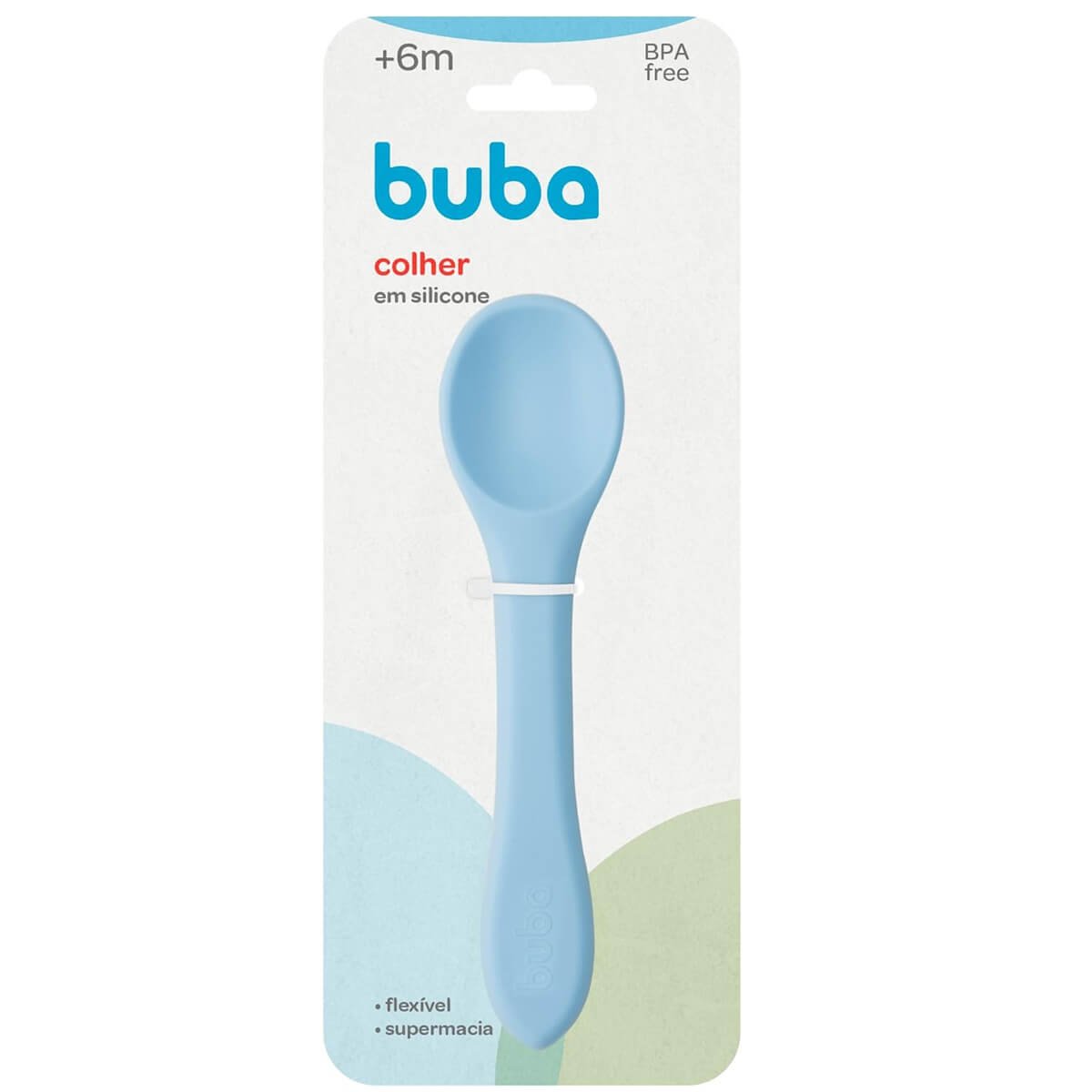 Colher de Silicone para Bebê Buba Azul Mais 6m Introducao Alimentar ...