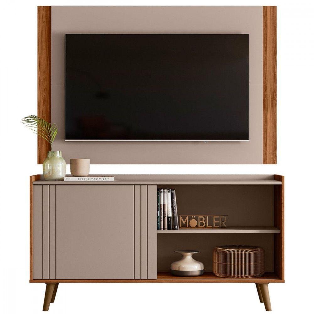 Rack Com Painel Mobler Alamo Porta Mdf Para Tv Até 60 Polegadas Grigio ...