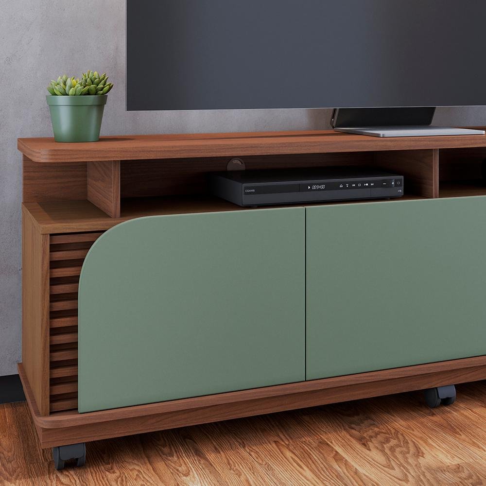 Bancada Rack Para TV 75 Polegadas Jurere Amendoa Hortela CLB