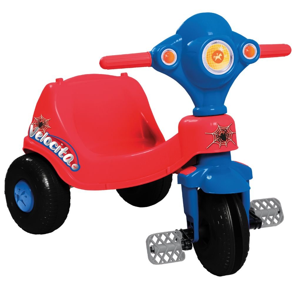 Motoca Triciclo Infantil Meninos Velocita Vermelho Azul Calesita Pedal ...