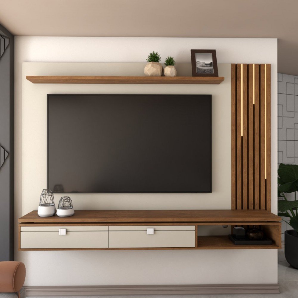 Painel para TV Até 80 Polegadas Laredo com Led 2 Gavetas 1 Prateleira ...