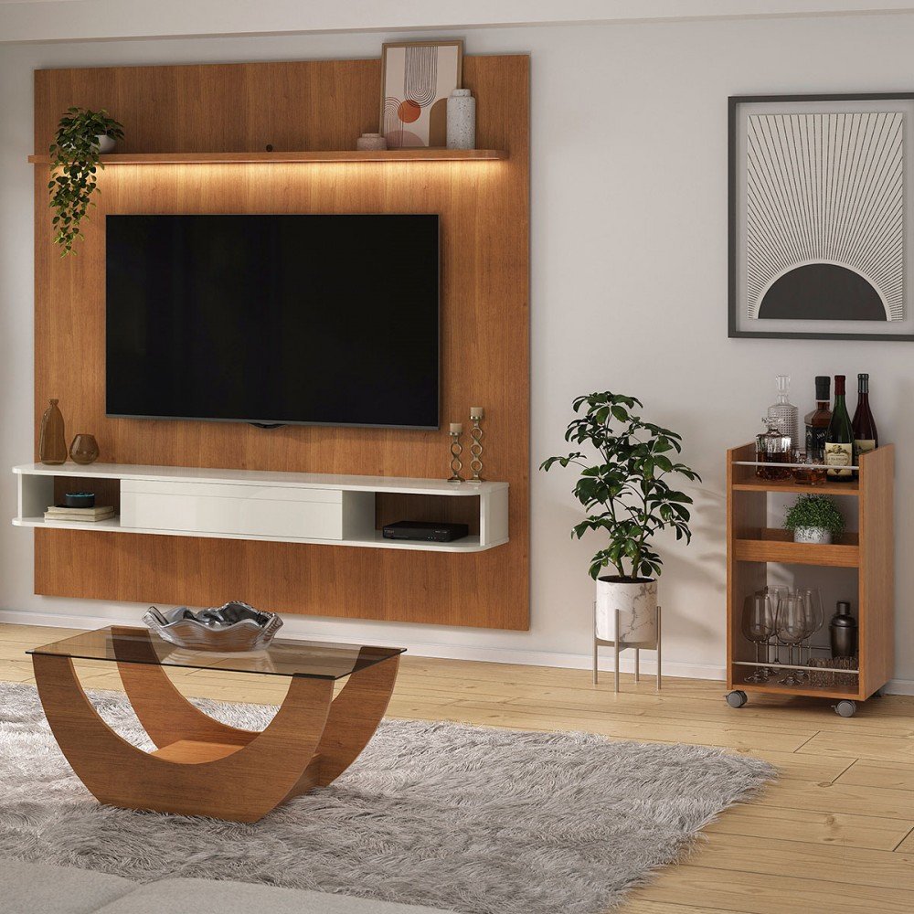 Sala de Estar Completa para TV Até 75 Polegadas Grecia Cinamomo/Off ...