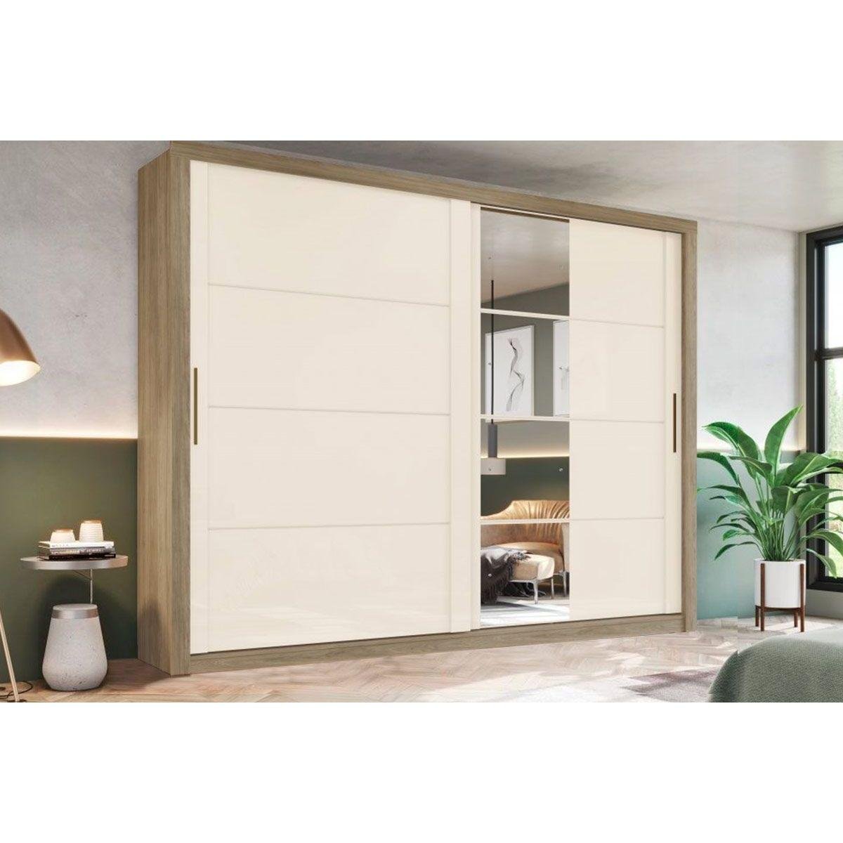 Guarda Roupa Casal 2 Portas de Correr e 4 Gavetas c/ Espelho Palace ...