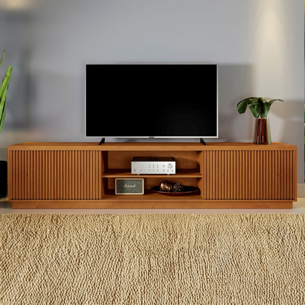 Rack para TV de Até 75 Polegadas Ripado 2 Portas Logan Naturalle - Mavaular