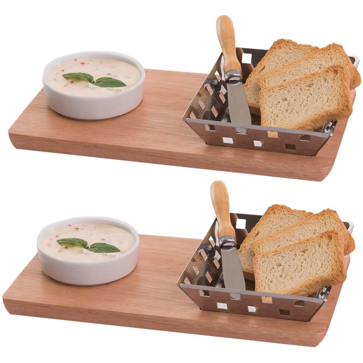 Kit 2 Tábuas para Servir Lanches com Molheira de Porcelana 130ml e ...