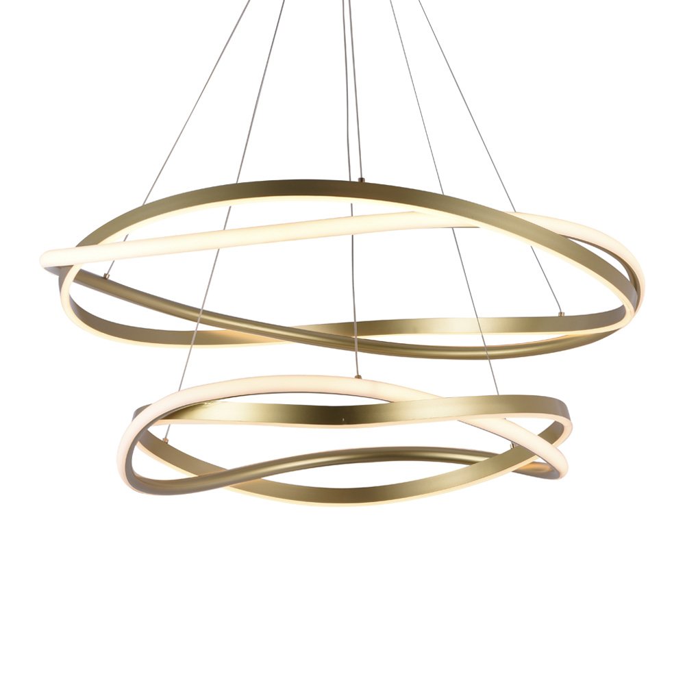 Lustre Pendente Nordecor Euni Odi 2878 Dourado Fosco Led Bivolt