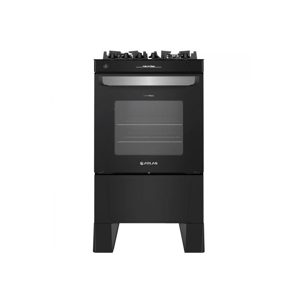 Fogão de Piso Atlas 4 Bocas Agile Up com Mesa de Vidro Preto - Bivolt
