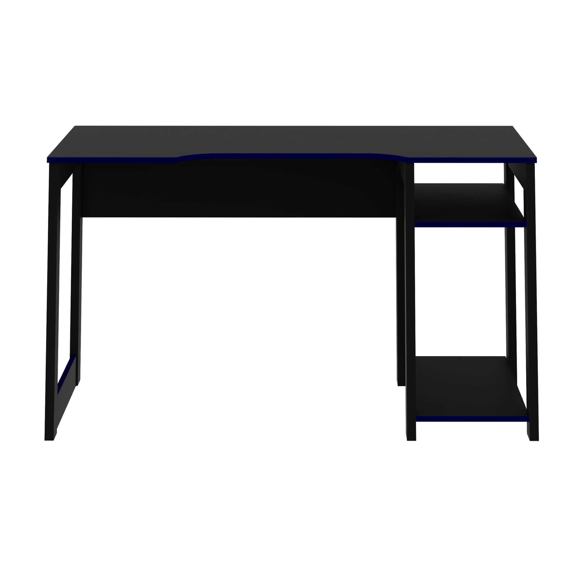 Mesa Gamer 136cm com 2 Prateleiras e Porta CPU ME4152 Preto/Azul ...