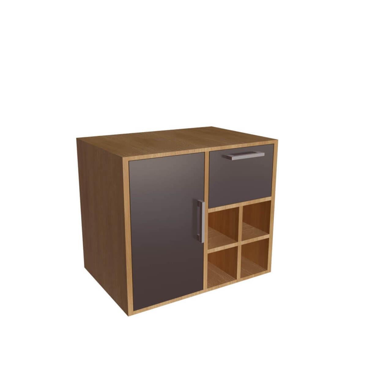 Gabinete Suspenso 68cm Eduarda Mel Grafite 1 Porta 1 Gaveta E Nicho ...