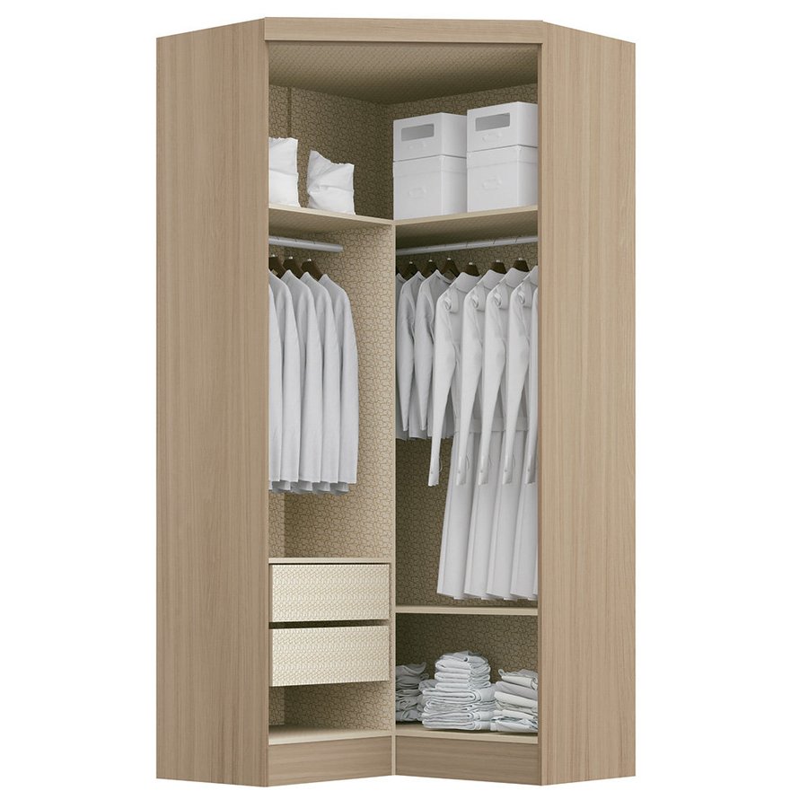 Módulo Roupeiro de Canto Móveis Castro, 2 Portas, 2 Gavetas - 3806A ...